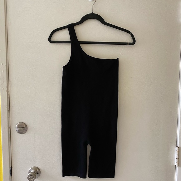 Bozzolo | Pants & Jumpsuits | Bozzolo One Shoulder Black Ribbed Short ...